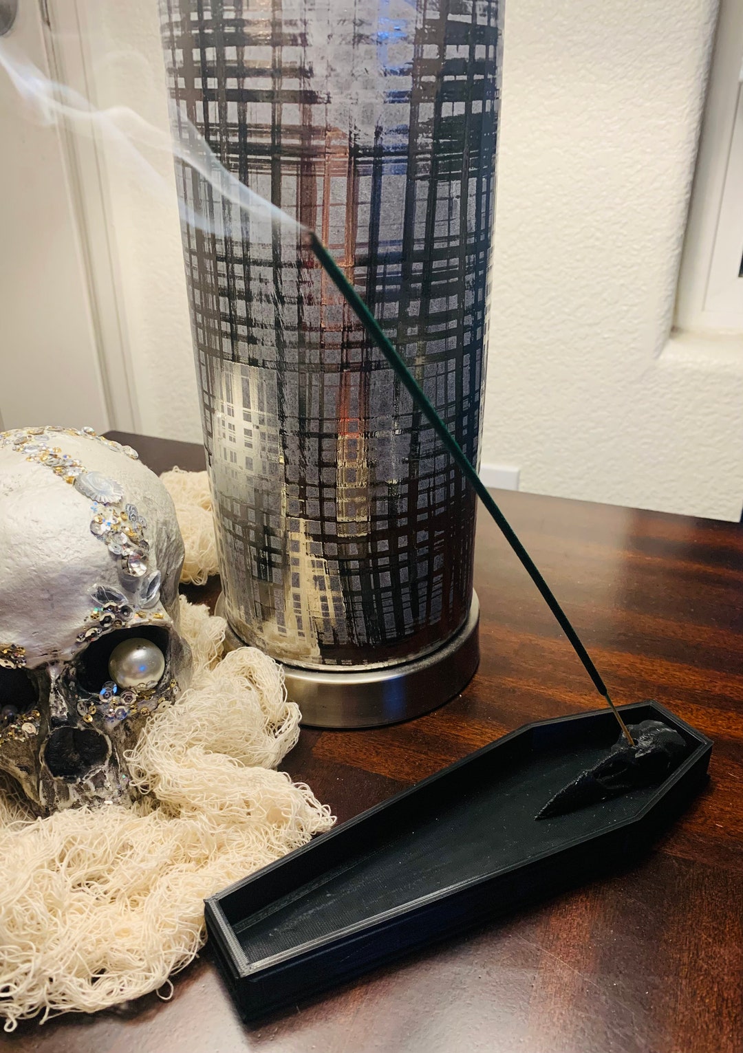Coffin Incense Burner Raven Skull Incense Holder Gothic - Etsy