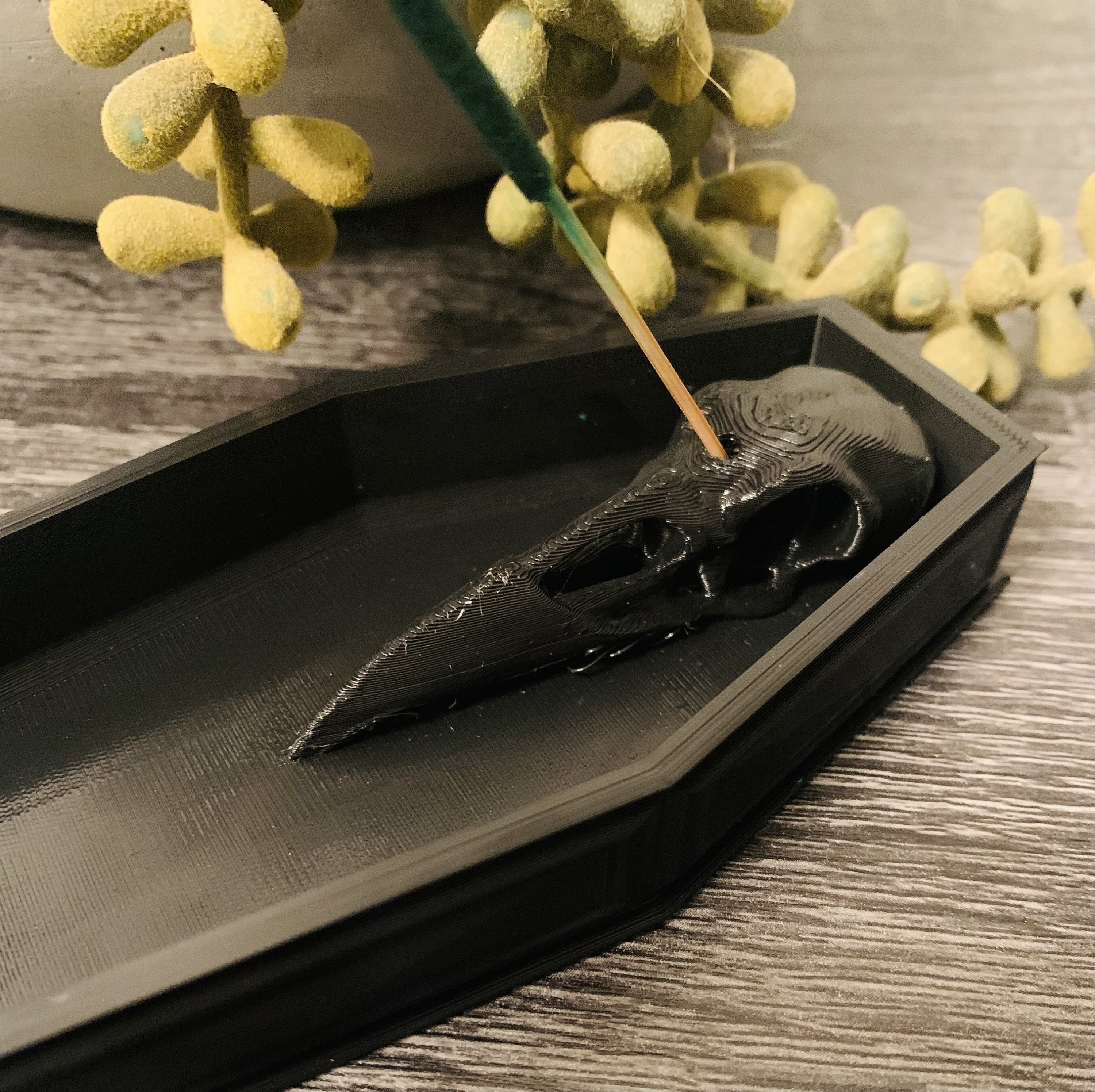 Coffin Incense Burner Raven Skull Incense Holder Gothic - Etsy