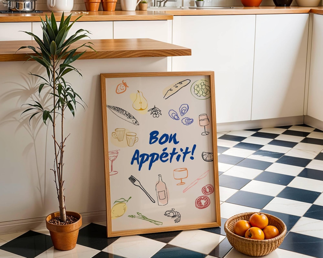 Bon Appétit Kitchen Wall Art - French-inspired Culinary Decor | Modern ...