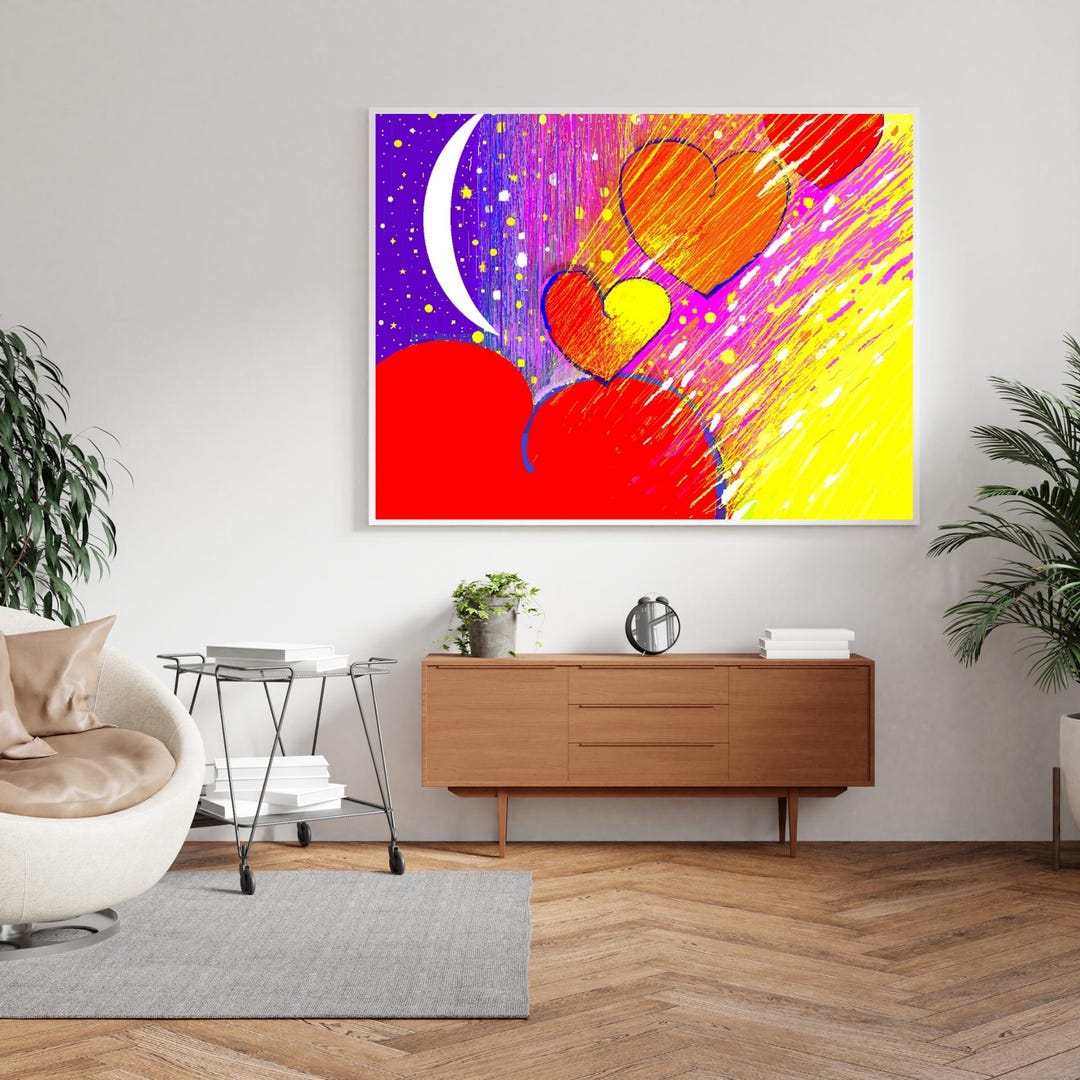 Digital Download Printable Art Heart- Hearts Print Wall Hanging, Artful ...
