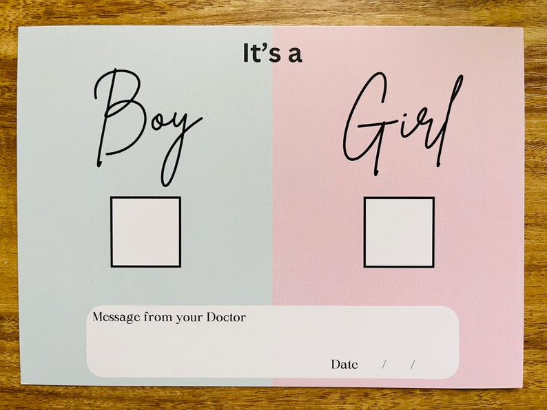 Gender Reveal Card by Your Doctor -digital - - Etsy