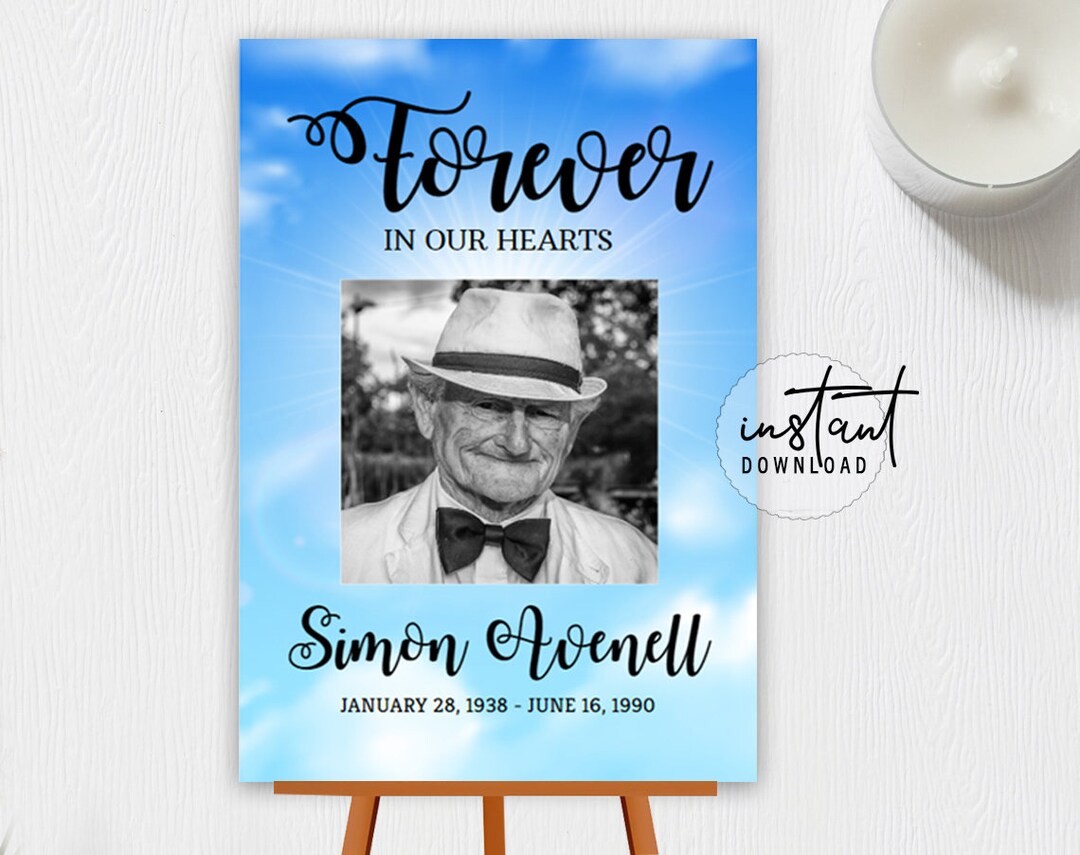 Funeral Welcome Sign, Welcome Sign Template, Blue Clouds Theme Funeral ...