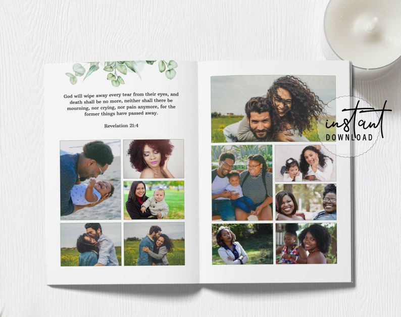 8 Page Funeral Program Template Editable Funeral Program - Etsy