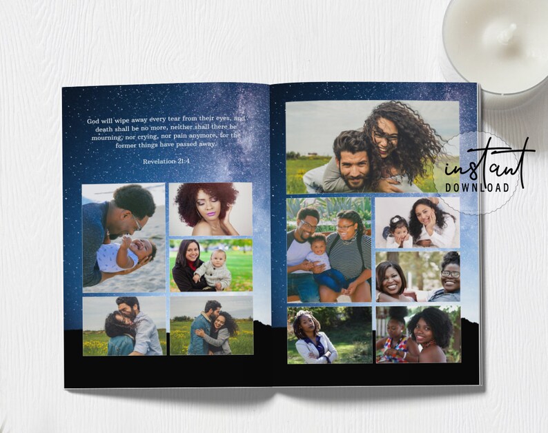 8 Page Funeral Program Template Editable Funeral Program - Etsy