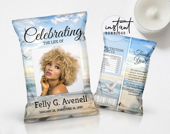 Funeral Chip Bag Label Memorial Chip Bag Ocean Theme Funeral - Etsy