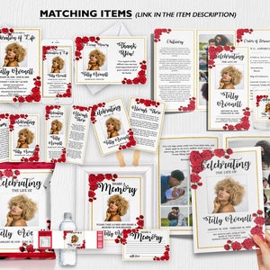 Funeral Chip Bag Label, Memorial Chip Bag, Red Rose Funeral Program ...