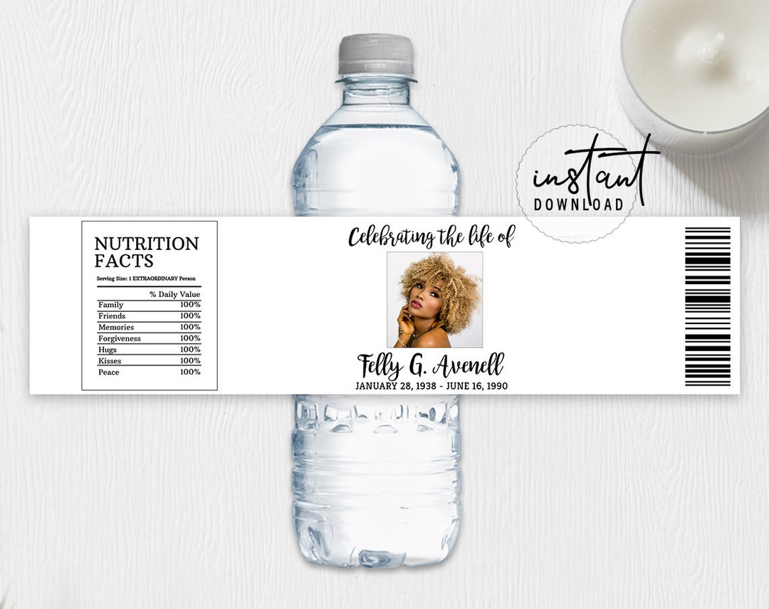 Funeral Water Bottle Label, Memorial Water Bottle, Minimalist Theme ...