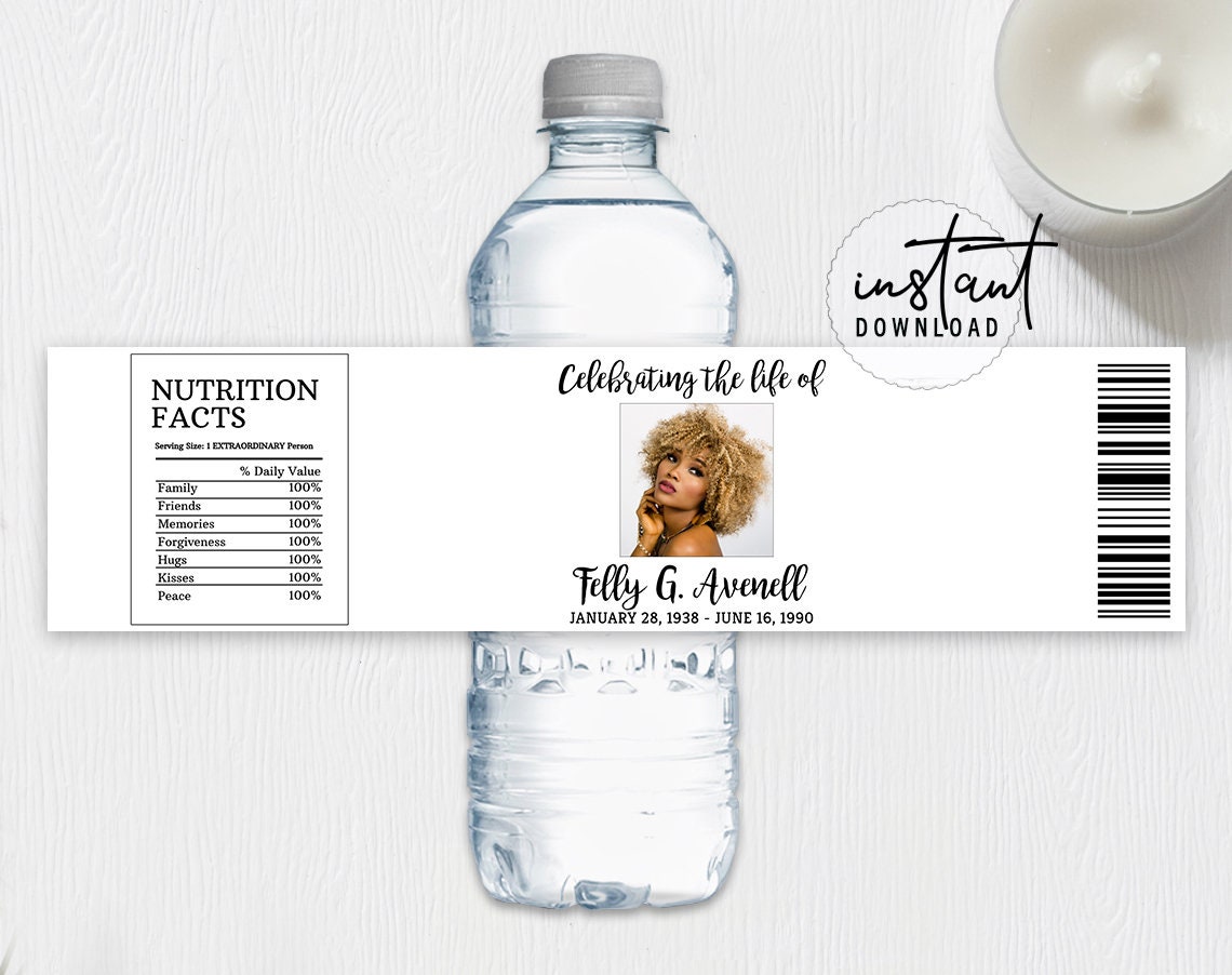 Funeral Water Bottle Label Memorial Water Bottle Minimalist - Etsy