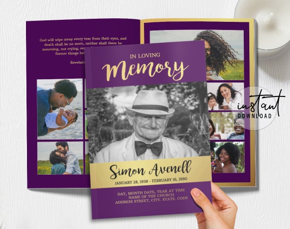 8 Page Funeral Program Template Editable Funeral Program - Etsy
