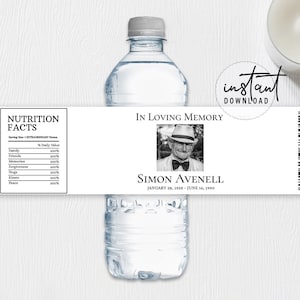 Funeral Water Bottle Label, Memorial Water Bottle, Minimalist Simple ...