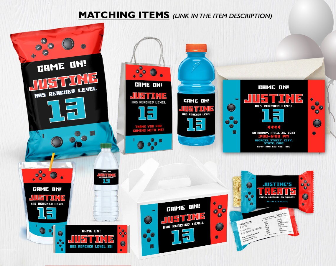 Video Game Water Bottle Labels, Water Bottle Birthday Labels, Video ...