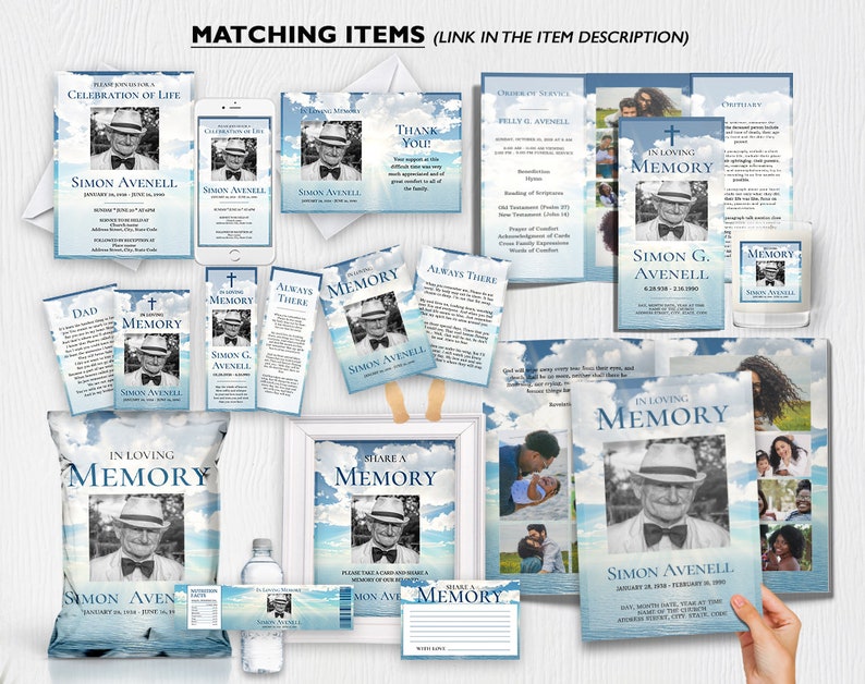 4 Page Funeral Program Template Editable Funeral Program - Etsy