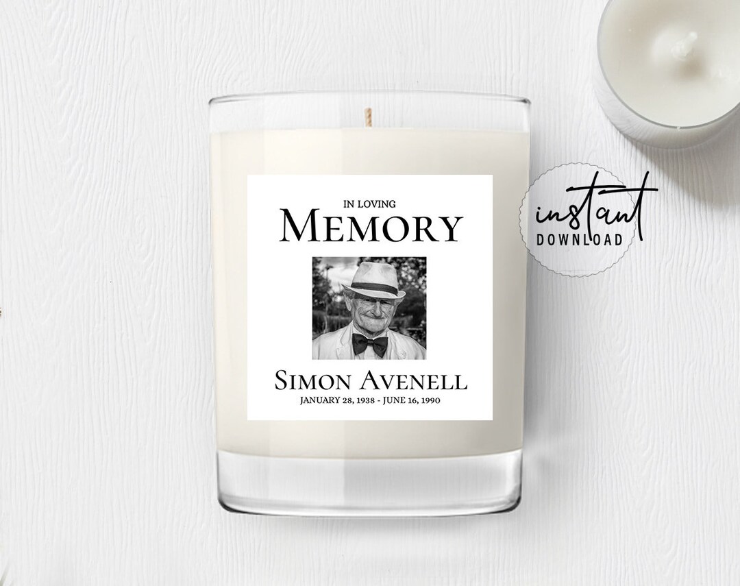 Funeral Candle Labels, Funeral Candle Favors, Minimalist Simple Funeral ...
