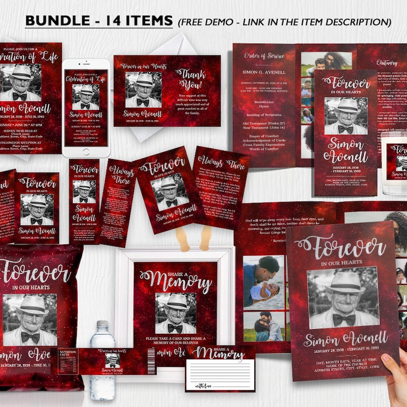 Funeral Program Red and Black - Etsy
