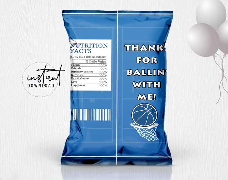 Basketball Chip Bag Label Chip Bags Party Favor Blue - Etsy