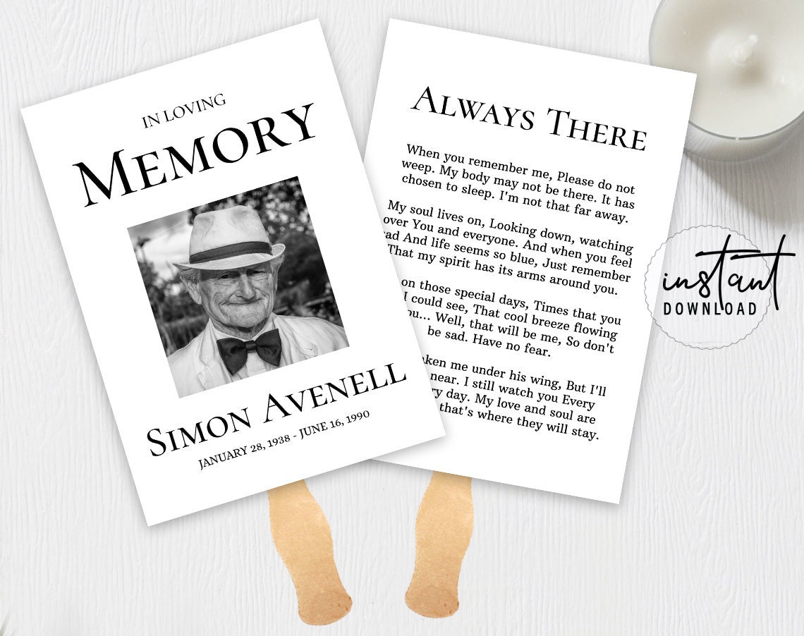 Funeral Program Fan Funeral Fans Template Minimalist Simple - Etsy