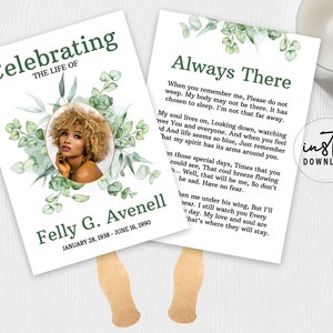 Funeral Program Fan, Funeral Fans Template, Green Leaves Funeral Theme ...