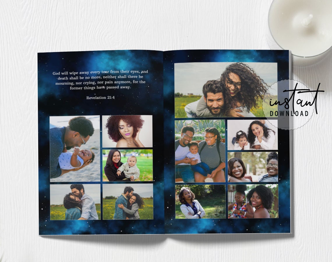 8 Page Funeral Program Template Editable Funeral Program - Etsy