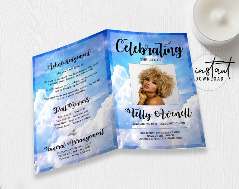 4 Page Funeral Program Template, Editable Funeral Program, Funeral ...