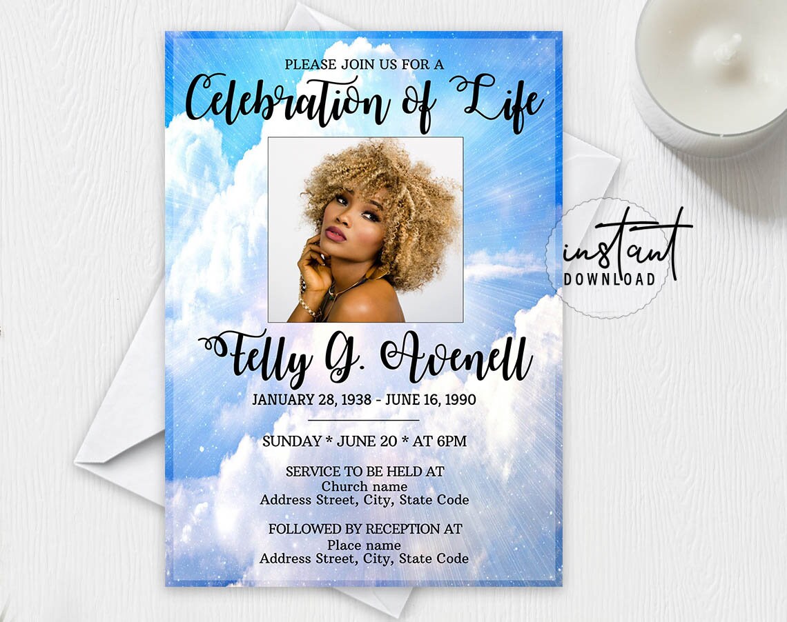 Editable Funeral Invitation Template Celebration of Life - Etsy