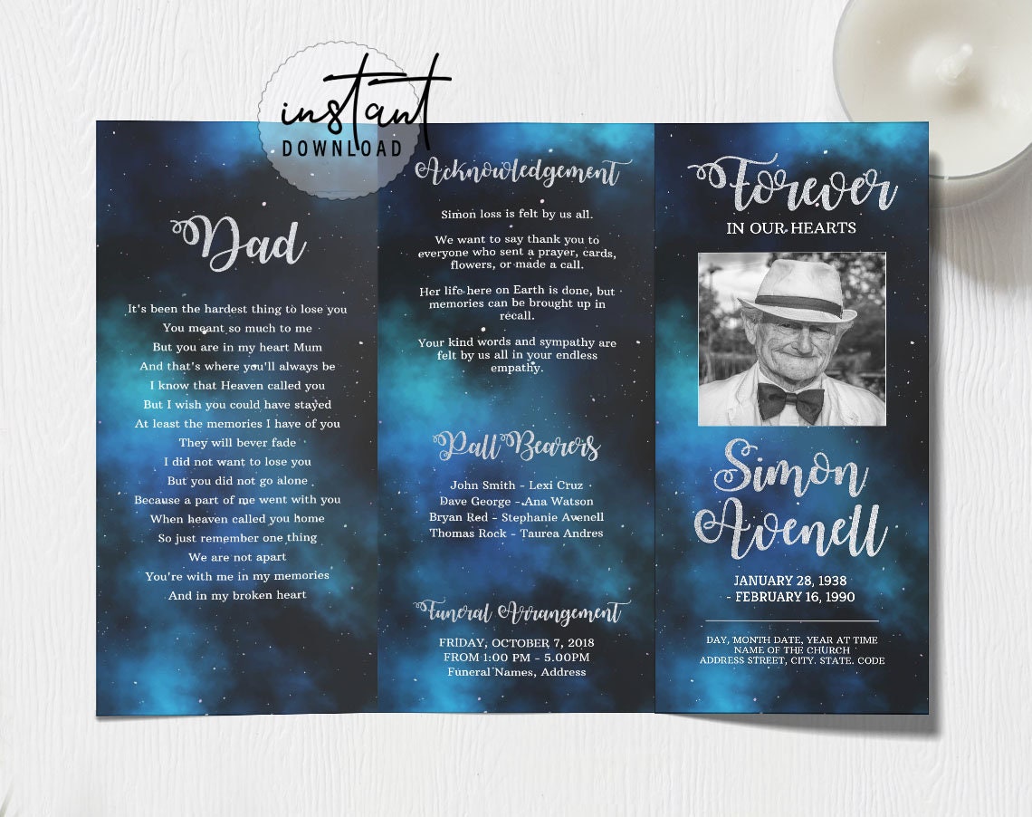 Funeral Bundle Set Funeral Program Template Funeral Program - Etsy