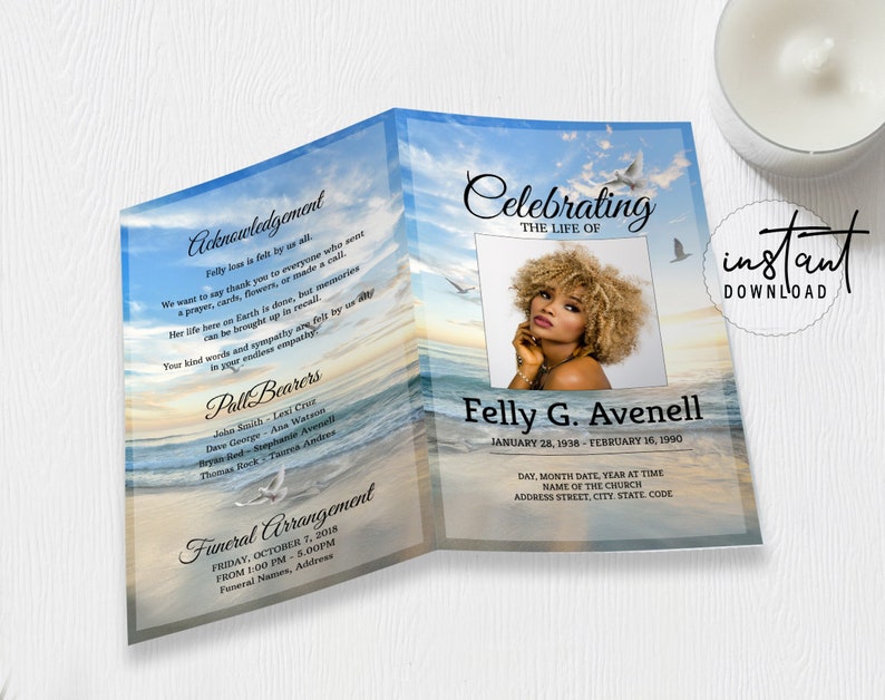 8 Page Funeral Program Template Editable Funeral Program - Etsy