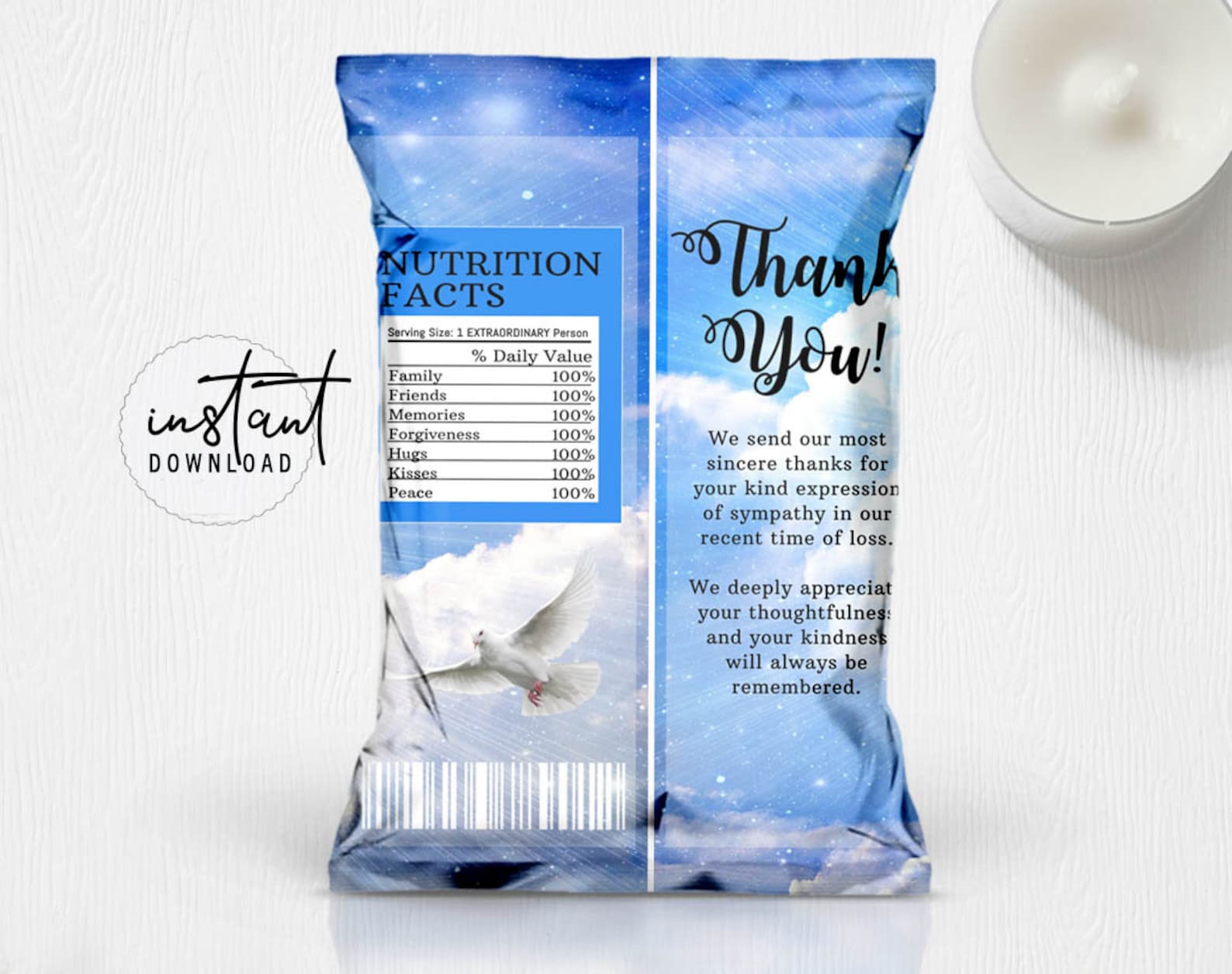 Funeral Chip Bag Label Memorial Chip Bag Funeral Clouds - Etsy