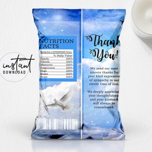 Funeral Chip Bag Label, Memorial Chip Bag, Funeral Clouds Theme, Clouds ...