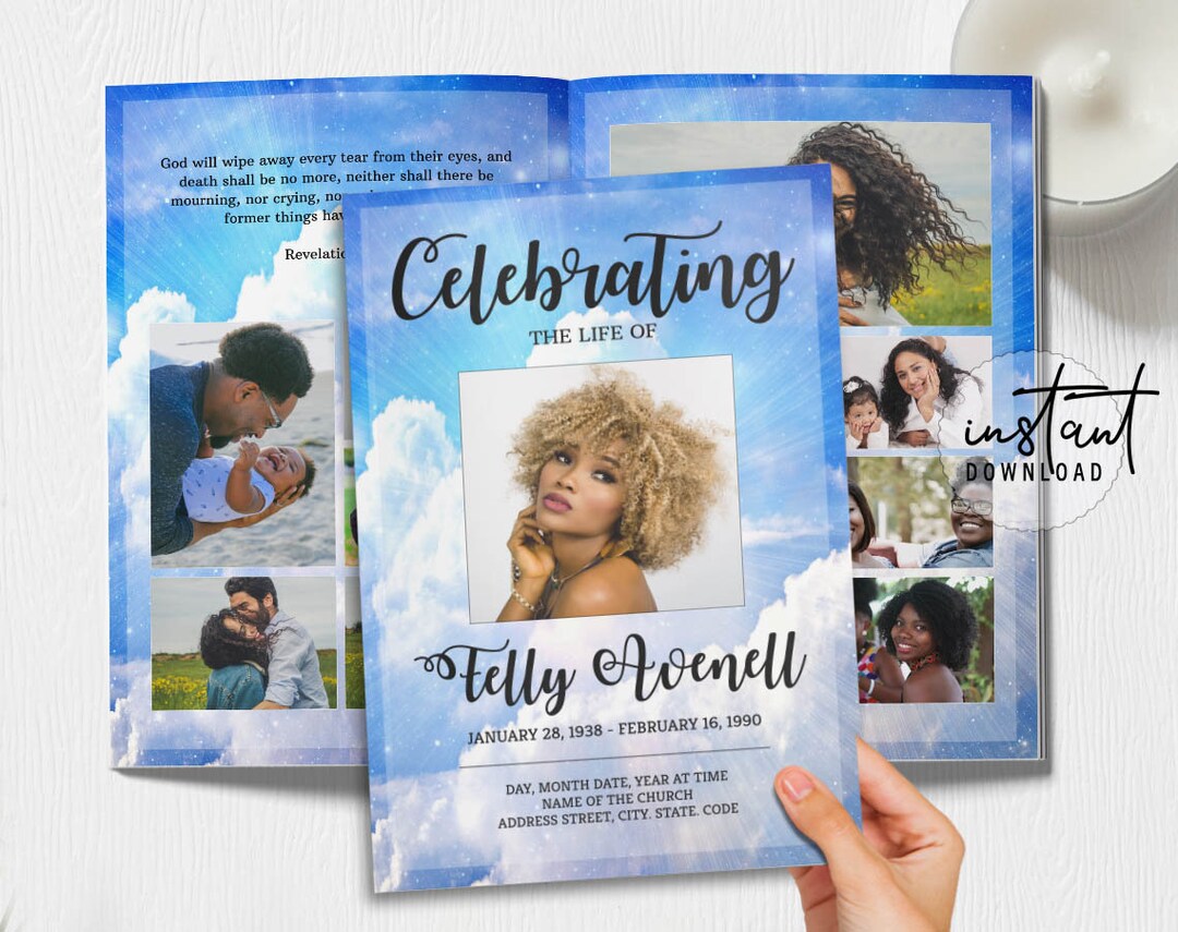 8 Page Funeral Program Template, Editable Funeral Program, Funeral ...
