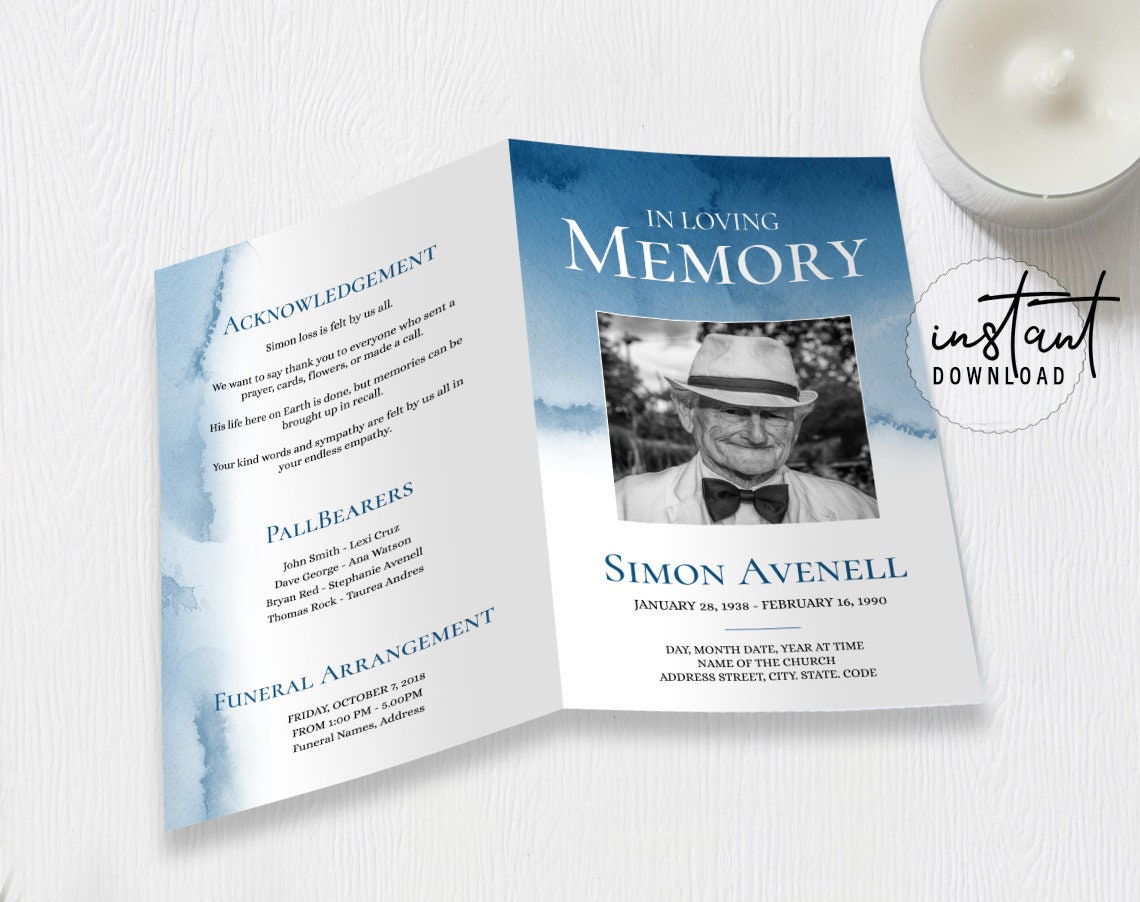 8 Page Funeral Program Template Editable Funeral Program - Etsy