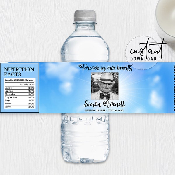 Printable Funeral Water Bottle Labels - Etsy
