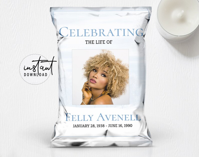 Funeral Chip Bag Label Memorial Chip Bag Pink Clouds Theme - Etsy