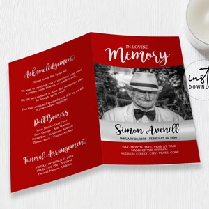 4 Page Funeral Program Template, Editable Funeral Program, Obituary ...