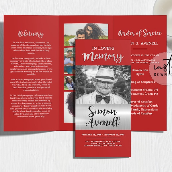Red and Silver Program Template - Etsy