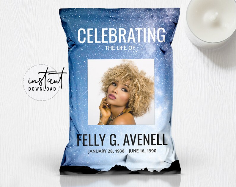 Funeral Chip Bag Label Memorial Chip Bag Milky Way Galaxy - Etsy