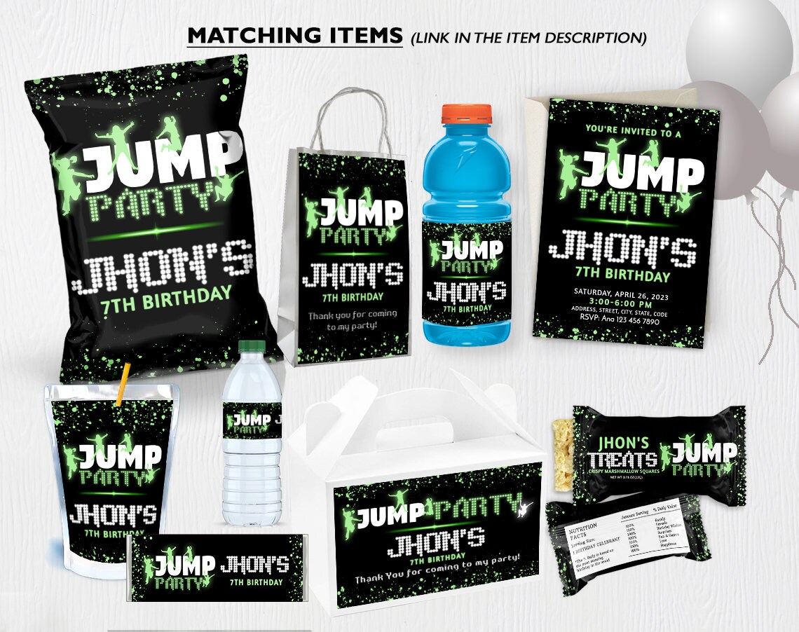 Jump Chip Bag Label Chip Bags Party Favor Jump Birthday - Etsy