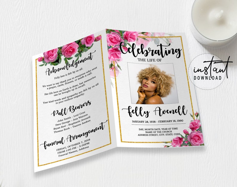 8 Page Funeral Program Template Editable Funeral Program - Etsy