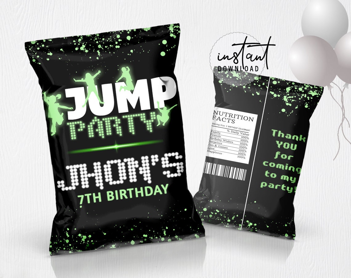 Jump Chip Bag Label Chip Bags Party Favor Jump Birthday - Etsy