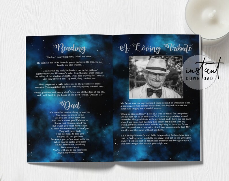 8 Page Funeral Program Template Editable Funeral Program - Etsy
