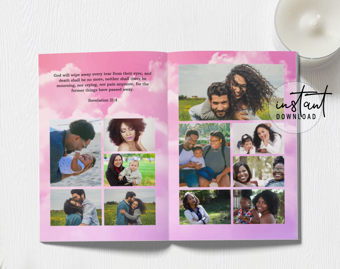 8 Page Funeral Program Template Editable Funeral Program - Etsy