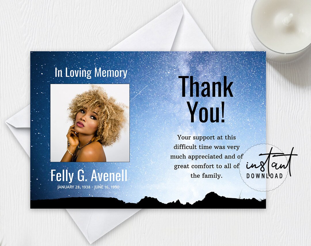 Funeral Thank You Cards, Memorial Thank You Cards, Milky Way Galaxy ...