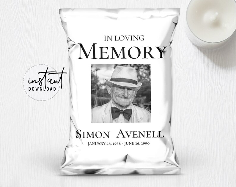 Funeral Chip Bag Label Memorial Chip Bag Minimalist Simple - Etsy
