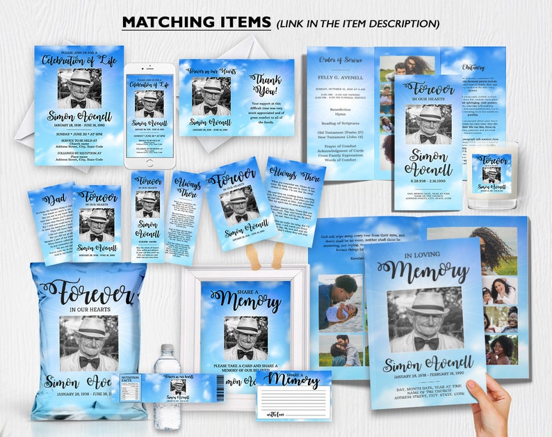 Funeral Chip Bag Label, Memorial Chip Bag, Blue Clouds Theme, Clouds ...