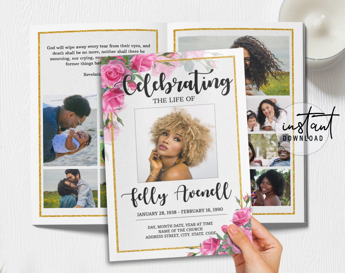 8 Page Funeral Program Template Editable Funeral Program - Etsy