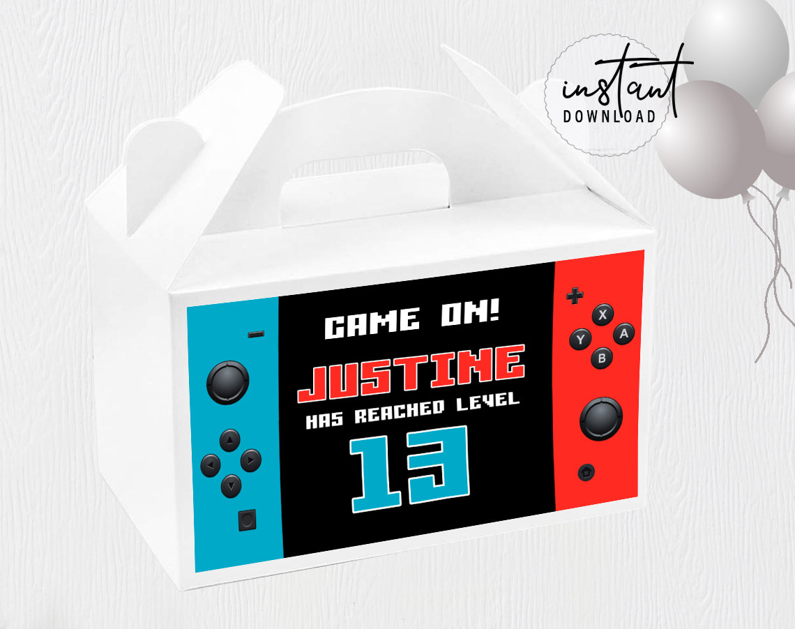 Video Game Gable Box Label Gable Box Party Favor Video Game - Etsy