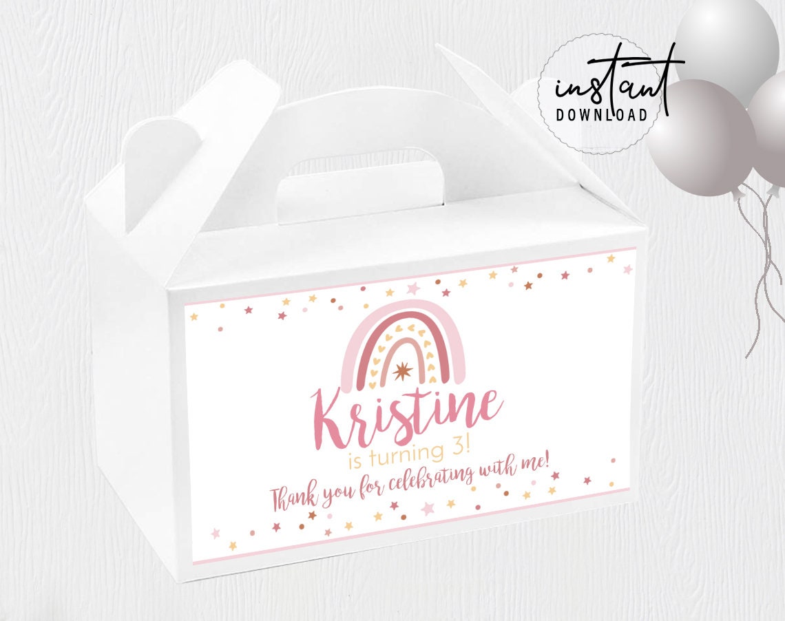 Rainbow Gable Box Label Rainbow Birthday Theme Gable Box - Etsy