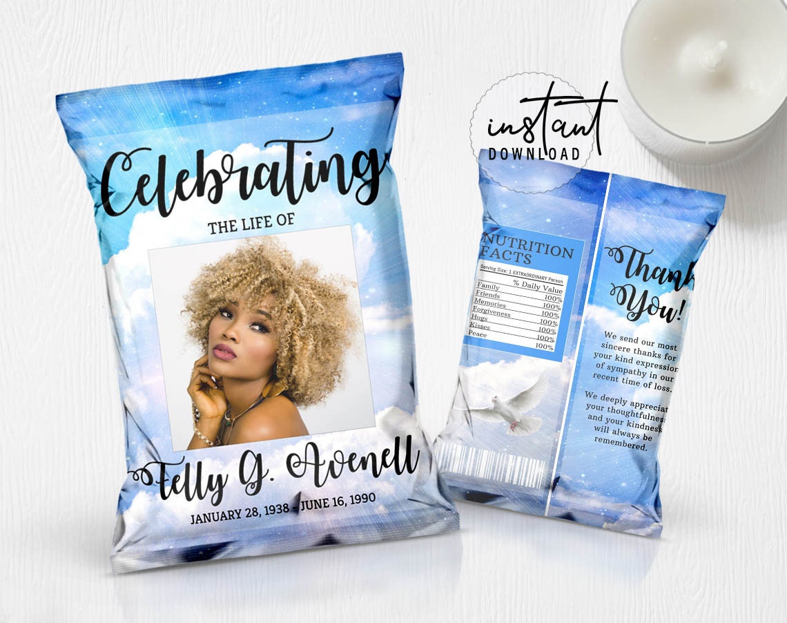 Funeral Chip Bag Label Memorial Chip Bag Funeral Clouds - Etsy