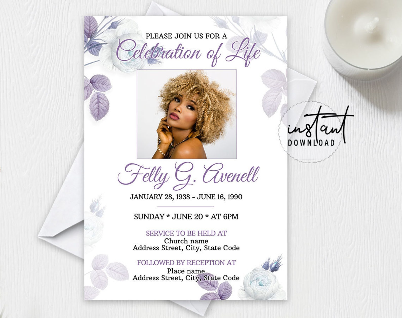 Editable Funeral Invitation Template Celebration of Life - Etsy