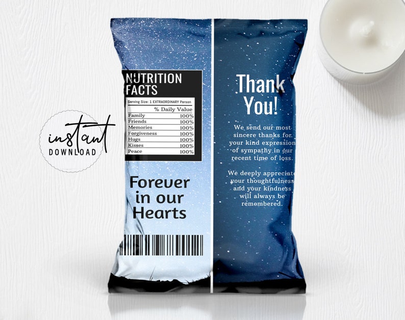Funeral Chip Bag Label Memorial Chip Bag Milky Way Galaxy - Etsy