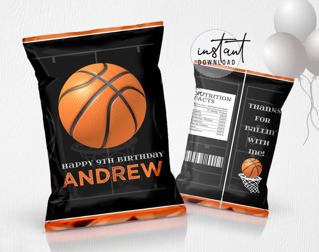 Basketball Chip Bag Label, Chip Bags Party Favor, Basketball Birthday ...